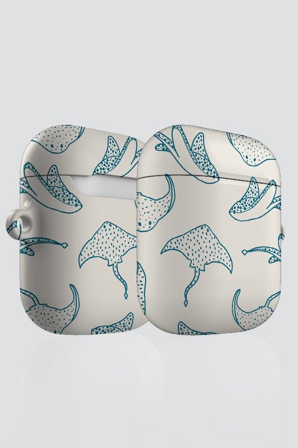 Stingray Line Art AirPod Case (Beige Blue) | Harper & Blake