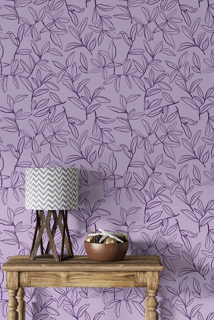 Willow Leaves Wallpaper (Lavender) | Harper & Blake Living